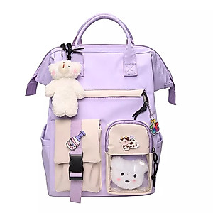 NEWSTYP Kawaii Backpack with Pins Kawaii School Backpack Cute Aesthetic Backpack Cute Kawaii Backpack for Girls