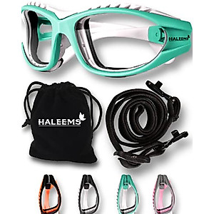 Onion Goggles Tear Free - Kitchen Grilling Glasses, Anti Fog, Anti Scratch, One Size Fit All Men & Women Eyes, Clear Chopping Goggles With Straps For Cooking, BBQ, Smoke, Onion Cutting Goggles (Green)