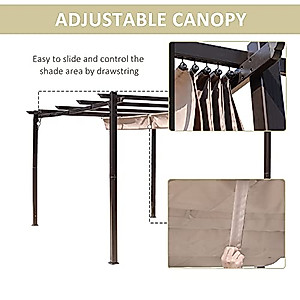 Outsunny 10' x 13' Outdoor Retractable Pergola Canopy, Aluminum Patio Pergola, Backyard Shade Shelter for Porch Party, Garden, Grill Gazebo - Charcoal Grey