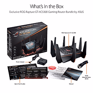 ASUS ROG Rapture WiFi Gaming Router (GT-AC5300) - Tri Band Gigabit Wireless Router, Quad-Core CPU, WTFast Game Accelerator, 8 GB Ports, AiMesh Compatible, Included Lifetime Internet Security