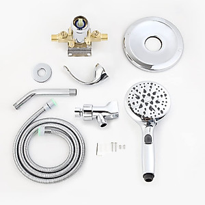 POP SANITARYWARE Shower Faucet Set Chrome, High Pressure 9-mode Handheld Shower Head System, Single Handle Shower Valve and Trim Kit, Built-in Power Spray to Clean