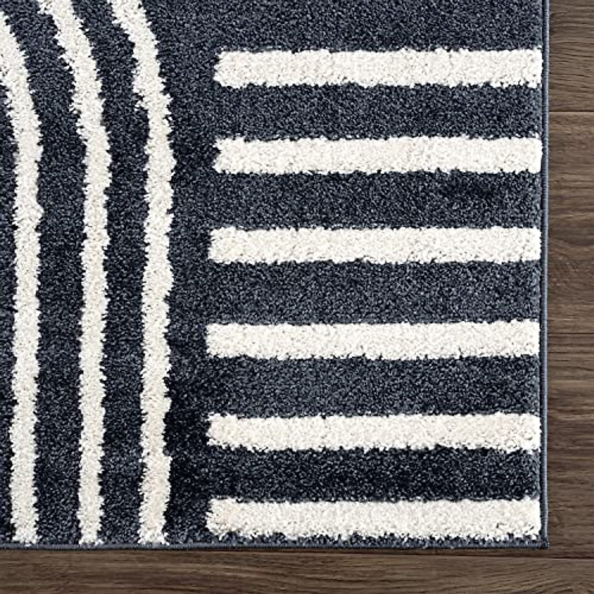 Abani Contemporary Mid-Century Design 5’3” x 7’6” (5'x8') Area Rug Rugs - Modern Non-Shed Arches Print Cream & Black Bedroom Rug