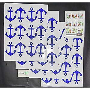 Set of 48 Anchor Pattern Wall Sticker Vinyl Sailing Nautical Wall Decal- Kids Boys Room Interior Home Decoration Mural (Dark Blue 55x78mm)