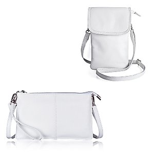 befen White Small Wristlet Crossbody Clutch Purse with White Cell Phone Crossbody Bags for Women