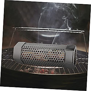 Yardwe 1 Set Smoker Wood Pellet Outdoor Gas Grill Gas Grill Accessories Bbq Wood Pellet Tube Smoker Barbecue Smoker Tube Gas Grills Sturdy Barbecue Tool Stainless Steel Smoker Pipe Silver