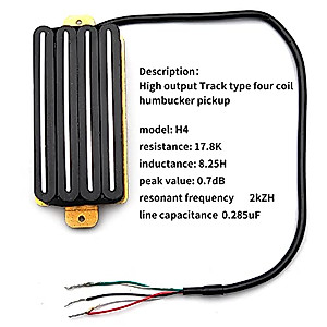 SAPHUE Hot Rail 2-Dual Blade Electric Guitar High Output Track Type Four Coil Humbucker Pickup Black
