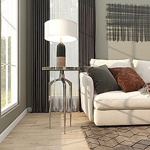 Deco 79 Aluminum Metal Side End Accent Table Slim Tray Top End Table with Tripod Legs, Side Table 16" x 16" x 25", Silver