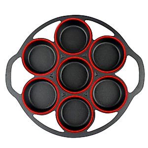 YOLOPLUS+ Pre-seasoned Cast Iron Cake Pan Mini Cake Pan Cast Iron Biscuit Pan, Cast Iron Cookware for Biscuits, Muffins, and Scones