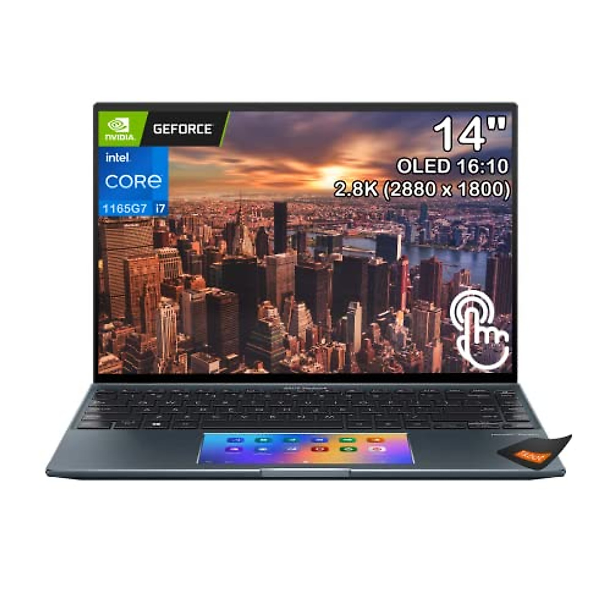 ASUS Zenbook 14" OLED 2.8K (2880 x 1800) Touchscreen Laptop Core i7-1165G7 NVIDIA GeForce MX450 550 nits 100% DCI-P3 Pantone Backlit KB Harman / Kardon Win11 Pro w/Mousepad (16GB RAM | 1TB PCIe SSD)