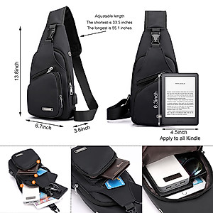 Codoule Sling Shoulder Bag Crossbody Backpack for Men Women Hiking Daypack Multipurpose Cross Body Chest Bag with USB Charger Hole & Headphone Hole for Outdoor Walking Travel