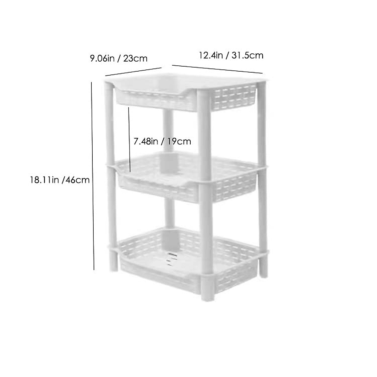 IYAR HOME 3 Tier Shower Caddy Organizer Shelf Standing 12.4 x 9.06 x 18.11 Inches Shower Rack Floor Stand for Bathroom Storage Small Space White