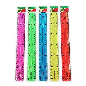 Thereisno 2 Pieces Color Flexible Rulers Soft Bendable Plastic Rulers Duals Scale Bendable Flexible Rubber Rulers Clear Straight Ruler 2 Pieces Flexible Ruler Hanging Pendant