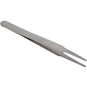 Erem EROP2ASA Stainless Steel Straight Tweezer, Large Flat Round Tip, Anti Magnetic, 4.75" Overall Length