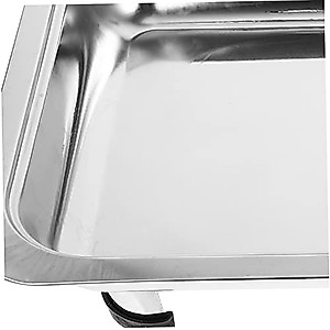 Cabilock 2pcs Steel Buffet Square Tray Salad Servers Square Dinner Plates Grill Serving Platters Chafing Buffet Set Chafing Pans Rectangular Buffet Serving Plate Serving Dish Buffet Pans