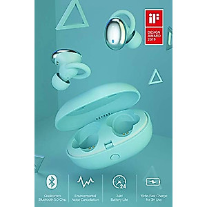 1MORE Stylish True Wireless in-Ear Headphones - Bluetooth - 6.5 Hours of Battery - 15-Minute Quick Charge for 3 Hours of Use – Portable Charging Headphone Case Included - Green (Renewed)