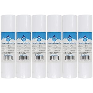6-Pack Replacement for GE GXWH04F Polypropylene Sediment Filter - Universal 10-inch 5-Micron Cartridge Compatible with GE HOUSEHOLD PRE-FILTRATION SYSTEM - Denali Pure Brand