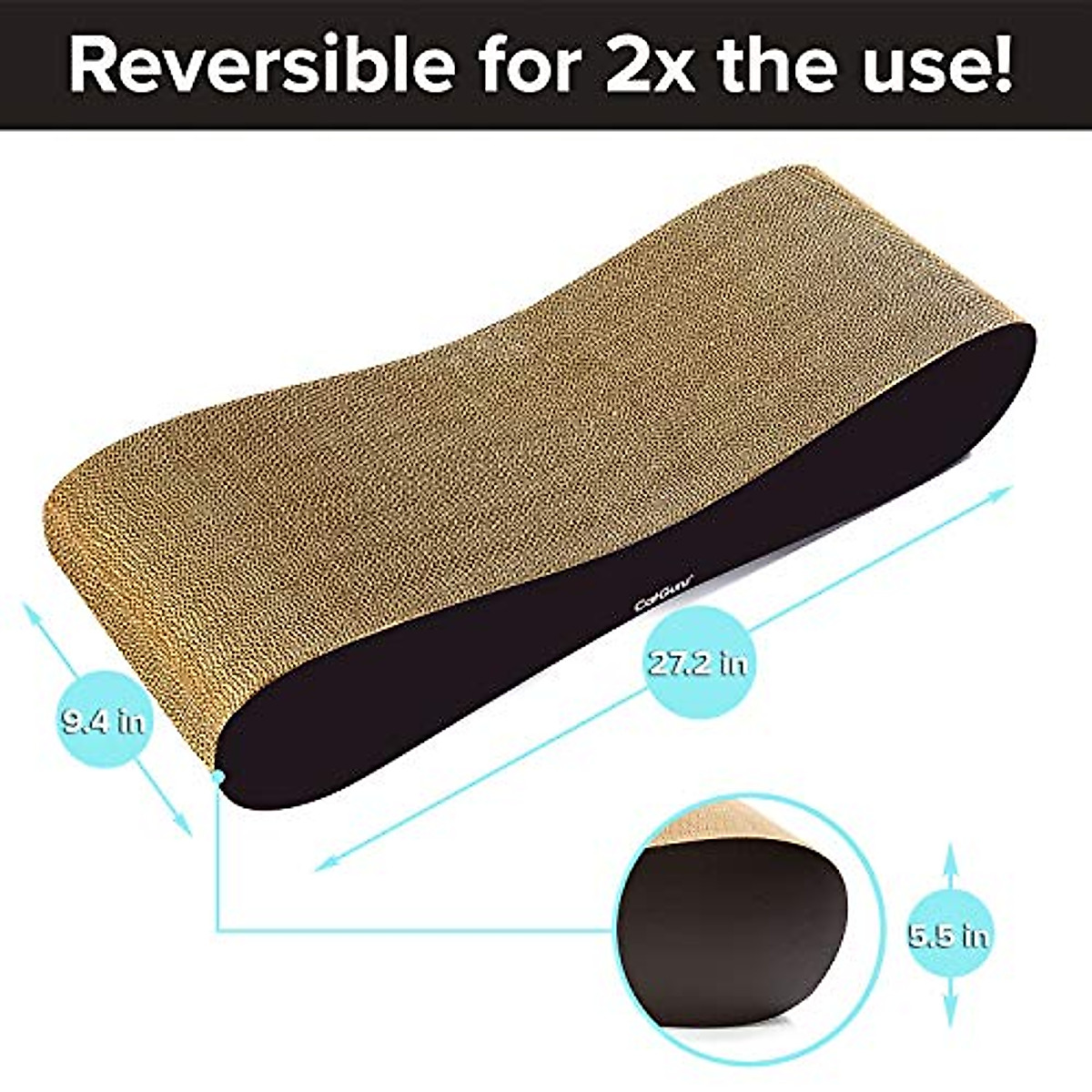 CatGuru Cat Scratcher, Reversible Cat Scratching Pad, Cardboard Cat Scratching Post, Premium Cat Scratch Pad, Durable Cat Scratchers, Cat Scratching Bed, Cat Scratcher Lounge (XXL)