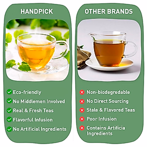 HANDPICK, Peppermint Tea Bags (100 Herbal Tea Bags) Caffeine Free, Non-GMO - Minty, Fresh & Cool flavor | Premium Round Eco Conscious Tea Bags