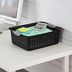 Sterilite 16249006 Medium Ultra Basket, Black Basket w/ Titanium Inserts, 6-Pack