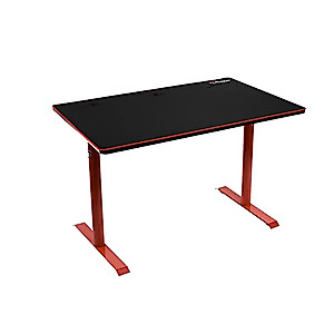 Arozzi Arena Leggero Gaming and Office Desk with Full Surface Water Resistant Desk Mat Custom Monitor Mount Cable Management Cut Outs Under The Desk Cable Management Netting - Red