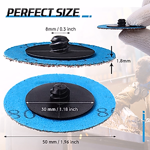 200 Pcs 2 Inch Sanding Discs 36/60/80/120 Grit Discs Aluminum Oxide Coated Die Grinder Accessories for Surface Prep, Grinding Burrs Polishing Finishes Removing Rust Paint