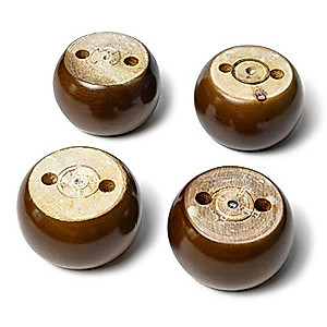 Mysummer 4PCS White Round Bun Feet Wood Sofa Legs Solid Wood Furniture Legs for Cabinet Sofa Ottoman TV Stand Loveseat Dresser (Walnut)