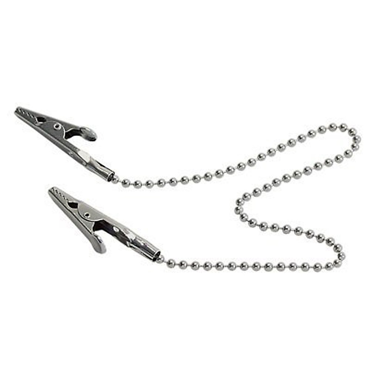 3PCS 12Inch Metal Beads Napkin Clip Chain Bib Holder Baby Elderly Adult Bib Clip Neck Strap Dental Ball Chain Clips Double-end Alligator Clip Clamp Neck Lanyard Strap