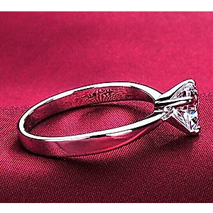 Sdouefos CZ Engagement Rings for Women 925 Sterling Silver Solitaire Cushion Love Heart Cubic Zirconia Promise Engagement Ring (5)