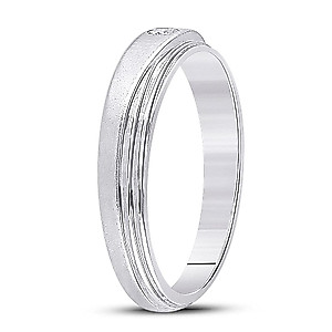The Diamond Deal 14kt White Gold Womens Round Diamond Solitaire Band Ring 1/12 Cttw