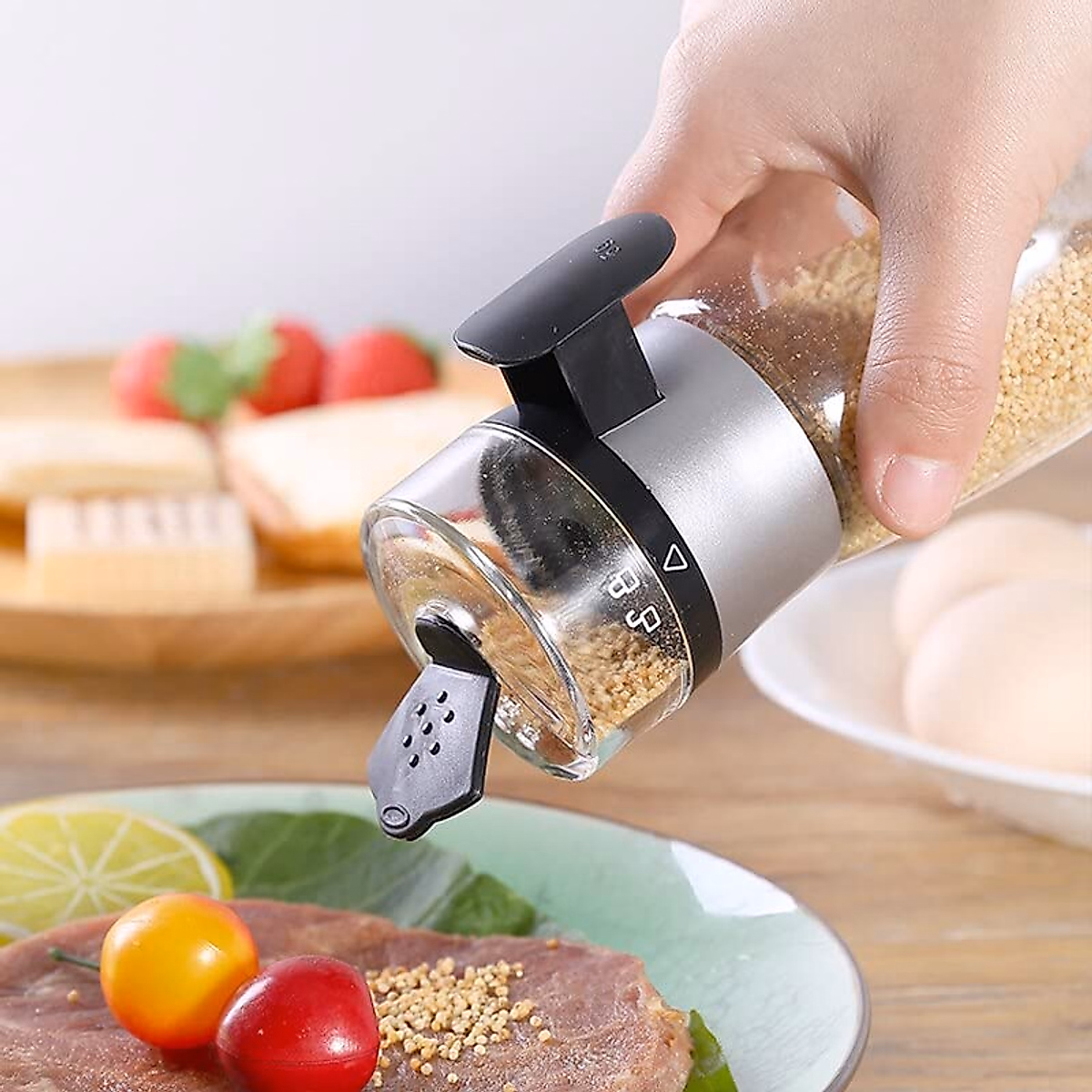 5g Push-type Salt Dispenser Kitchen Condiment Cuisine Pepper Shaker Spice Salt Sugar Bottle Jar Push Type Can Tin Seasoning