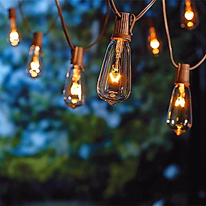 SUNSGNE 10-Pack Edison Light Bulbs, 7-watt E17 Screw Base ST40 Replacement Clear Glass Incandescent Light Bulbs for Outdoor Patio Edison Bulb String Lights, Warm White