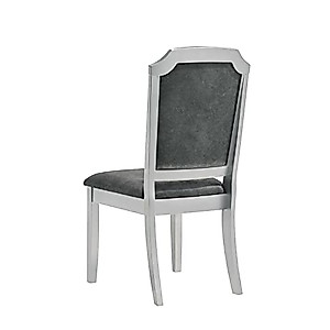 Liveasy Furniture Dining Table Set for 6, Kitchen & Dining Room Sets with Button Tufted Upholstered Chairs and Mirror Tile Edge (Silver/Grey)