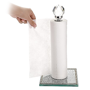 JUXYES Vertical Countertop Paper Towel Roll Holder Rack, Upright Paper Holder Crushed Diamond Standup Paper Towel Holder for Kitchen Dining Room Bathroom, 13" Height Freestanding Paper Roll Holder