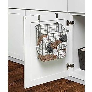 Spectrum Diversified Grid Trash Bin Plastic Holder for Kitchen Storage & Organization, Under Sink Organizer for Recycling Grocery Bags, Extra Large, Satin Nickel PC