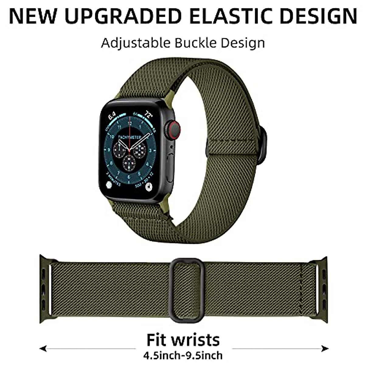 DaQin 3 Pack Stretchy Solo Loop Compatible with Apple Watch Band 44mm 42mm 40mm 38mm 45mm 41mm 49mm, Braided Sport Elastic Nylon Bands for Apple Watch SE/iWatch Ultra Series 8 7 6 5 4 3 2 1 Women Men