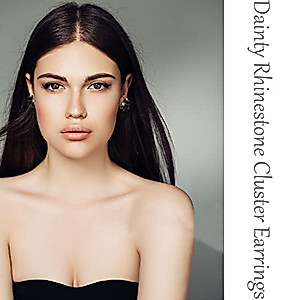 Black Crystal Stud Earrings Small Rhinestone Cluster Earrings Cute Sparkly Earrings for Women Girls Wedding Prom Party