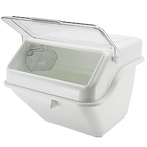 Restaurantware Met Lux 13 Gallon Ingredient Bin 1 With Lid Food Storage Bin - With Measuring Scoop Stackable White Plastic Commercial Flour Bin Easy Access For Kitchen Or Storage