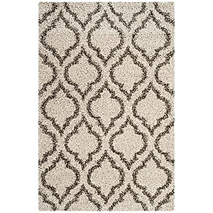SAFAVIEH Hudson Shag Collection 2' x 3' Ivory/Grey SGH284A Moroccan Non-Shedding Living Room Bedroom Dining Room Entryway Plush 2-inch Thick Accent Rug