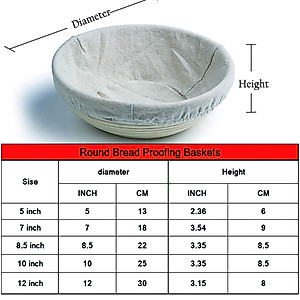 2 pack of mini 5 Inch Round Brotform Banneton Proofing Basket Bread Bowl for Baking Dough (Bonus Linen Cover) (5 inch)