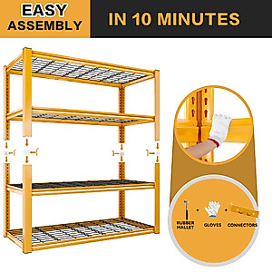 REIBII 40" W Garage Shelving 2240LBS Storage Shelves Heavy Duty Shelving 4-Tier Adjustable Metal Shelves for Storage Rack Industrial Utility Shelf for Garage Pantry Warehouse,40" W X59.5 HX19.5 D