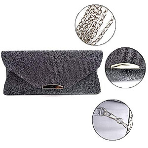 ZLMBAGUS Ladies Frosted Satin Evening Clutch Purse Bag Party Prom Wedding Envelope Crossbody Handbags Dark grey