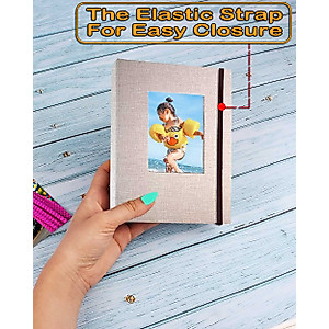 Small Photo Album 4x6 – Clear Pages, Linen Cover with Front Window, Pack of 2, Each Small Album Holds 52 Photos, Small Brag Book Photo Album for 4x6 Photos, Blue Fabric