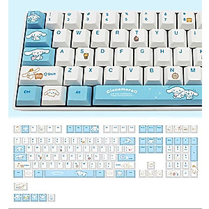 Sanrio Cinnamorall Blue Keycaps for Cherry MX Switches Cute Japanese Anime Mechanical Gaming Keyboard, PBT Key Caps Set