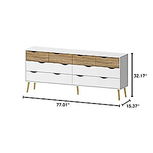 Tvilum Diana 8 Drawer Dresser, White/Oak Structure