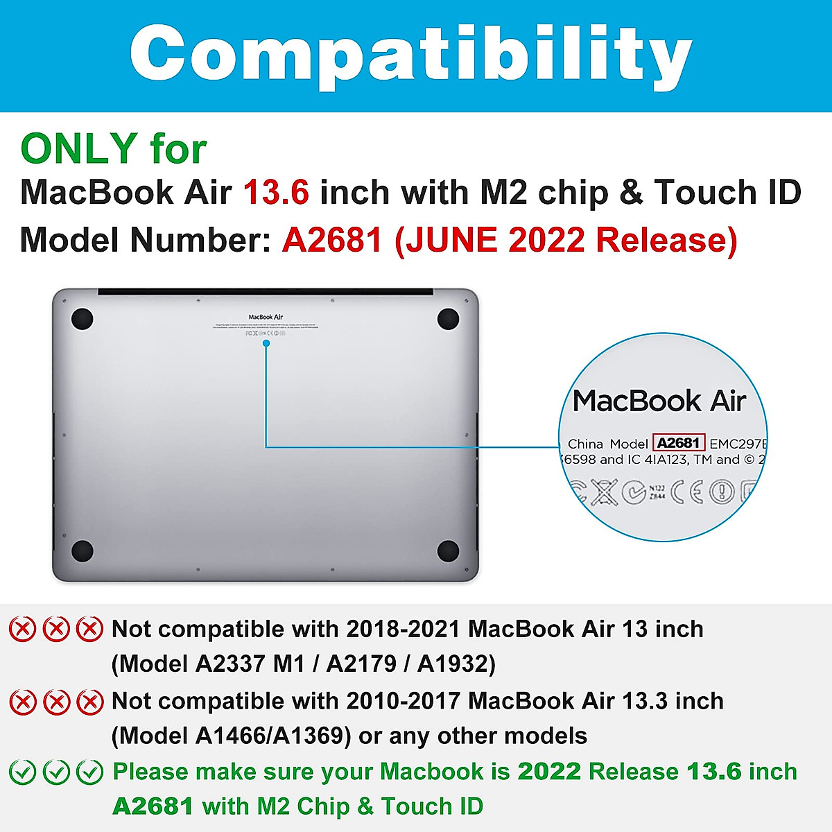 ProCase Screen Protector Compatible with MacBook Air 13.6 Inch 2022 Released Model A2681, Tempered Glass Film Guard for MacBook Air 13.6 2022 A2681 with M2 Chip & Touch ID