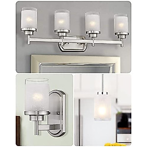 3-Pack White Linen Frosted Glass Lamp Shade, Glass Shade Covers Replacements for Light Fixtures, 1.65 Inch Fitter Globes Lampshades for Chandelier Wall Sconces Pendant Lights Bath Vanity Lights