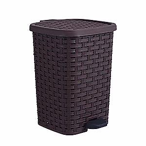 Superio Rattan Style Compact Trash Can, 3.1 Gallon, Brown