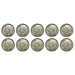 1946-1964 $1 Face - 90% Silver Roosevelt Dimes Extra Fine