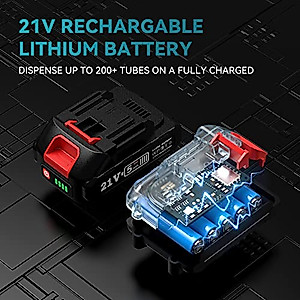 Uaoaii Cordless Caulking Gun, 20V Electric Caulk Adhesive Gun w/2.0Ah Li-Battery & Charger, LED Light, 4 Adjustable Speeds Drip-Free Caul Gun w/ 3 in 1 Caulking Tools for Filling, Sealing -10oz/300ml