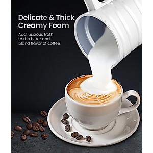 SAIBOKE Milk Frother, 4-in-1 Milk Frother and Steamer, 350ml/11.8oz Automatic Hot and Cold Foam Maker, Electric Milk Frother for Coffee, Latte, Cappuccino, Matcha, Hot Chocolate(White)